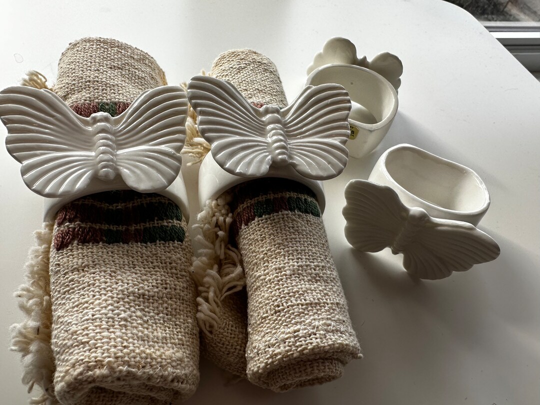 Set of 4 Vintage Vtg Butterfly White Bone China Ring Napkin Holders - Etsy