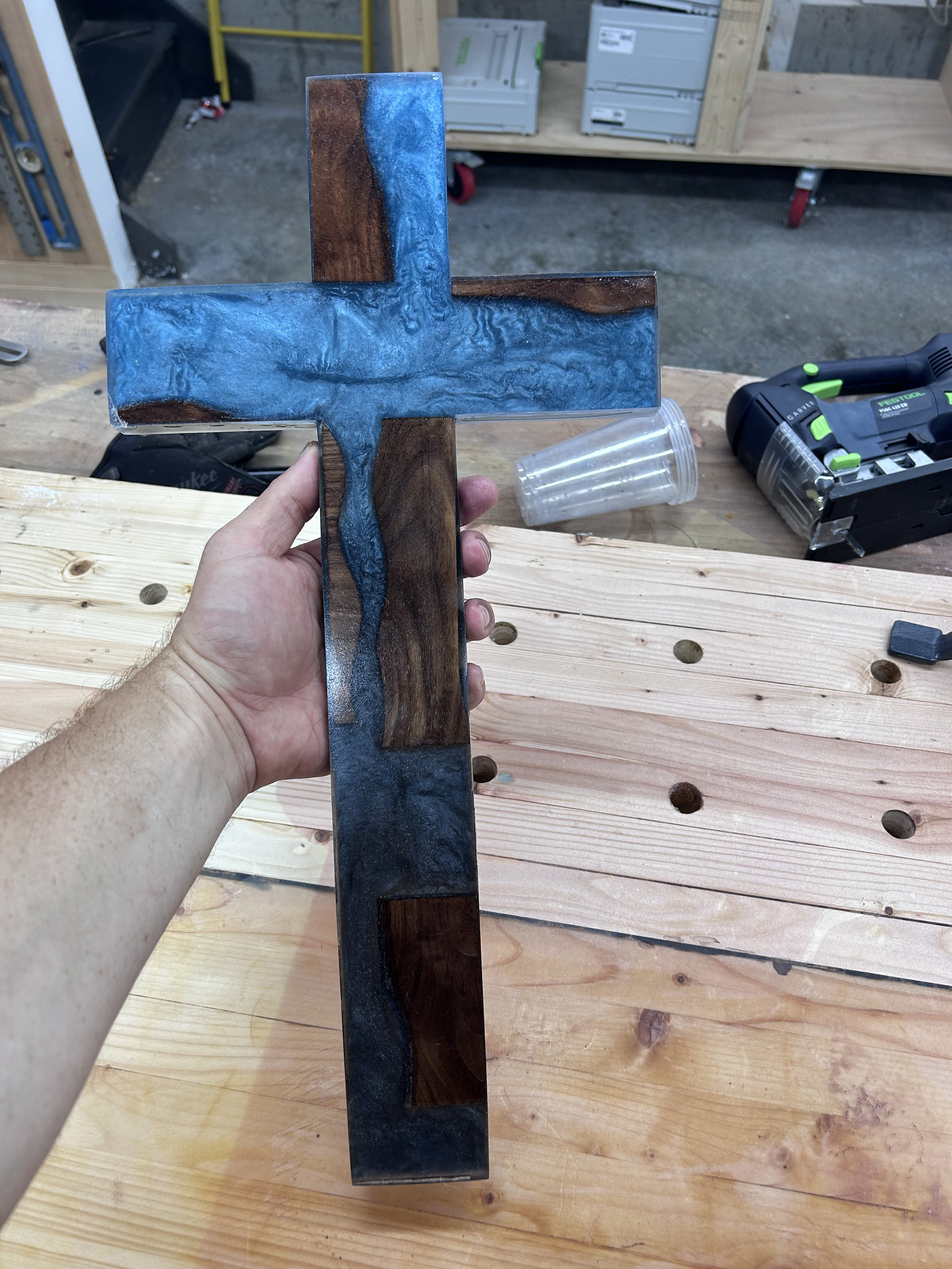 Walnut and Epoxy Cross Unique, One of a Kind - Etsy
