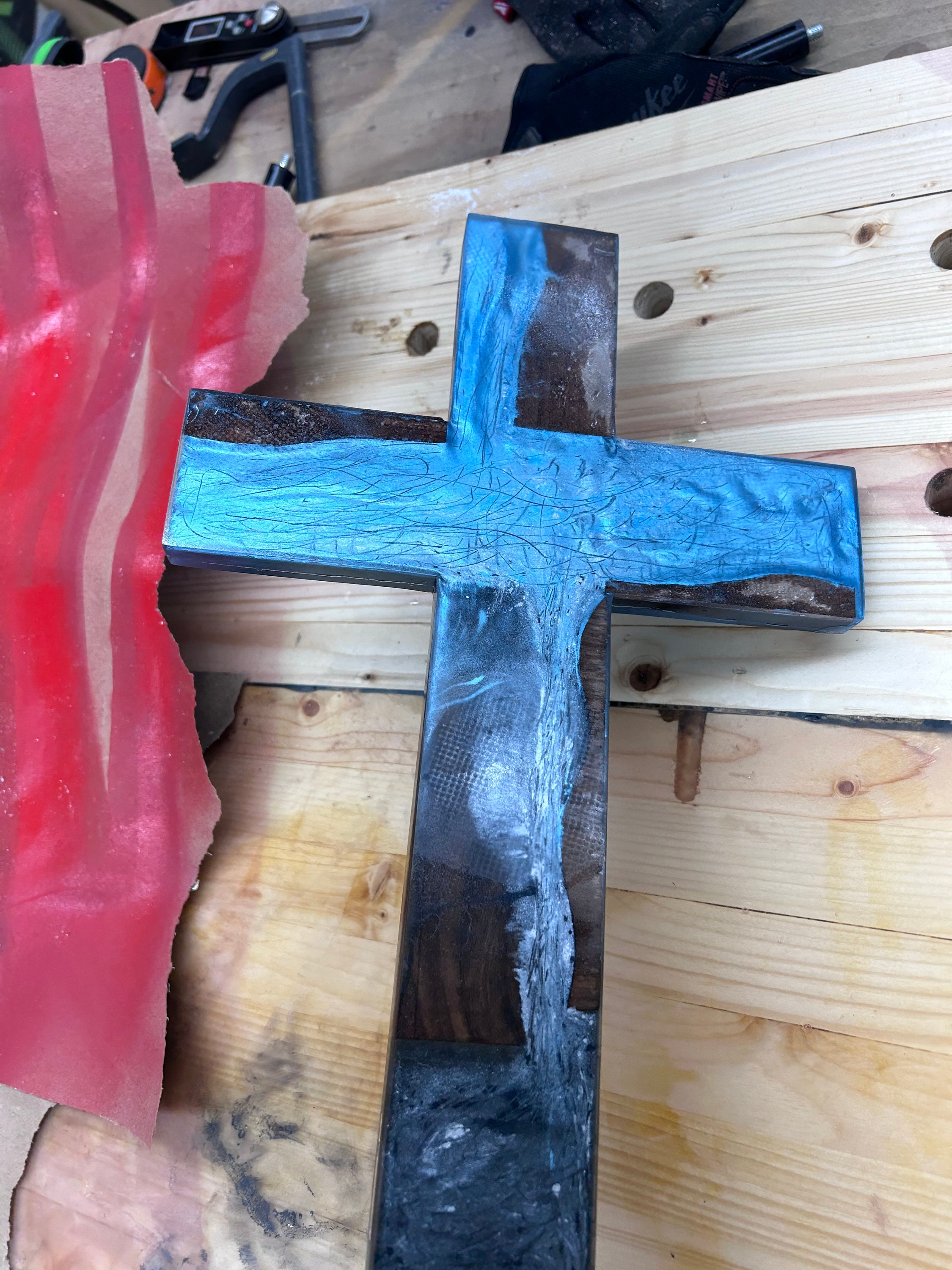 Walnut and Epoxy Cross Unique, One of a Kind - Etsy