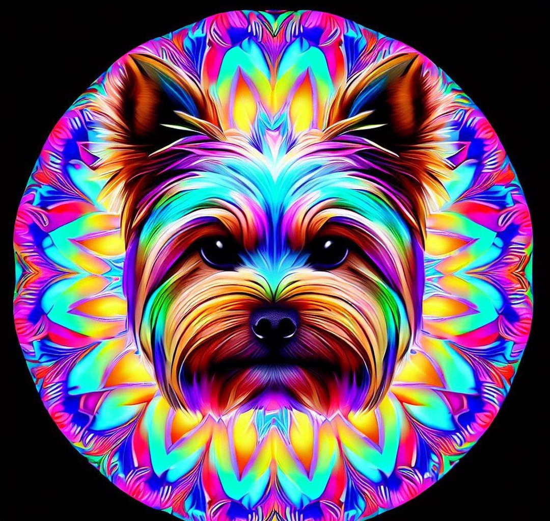 Yorkie Rainbow Mandala Printable Art - Etsy