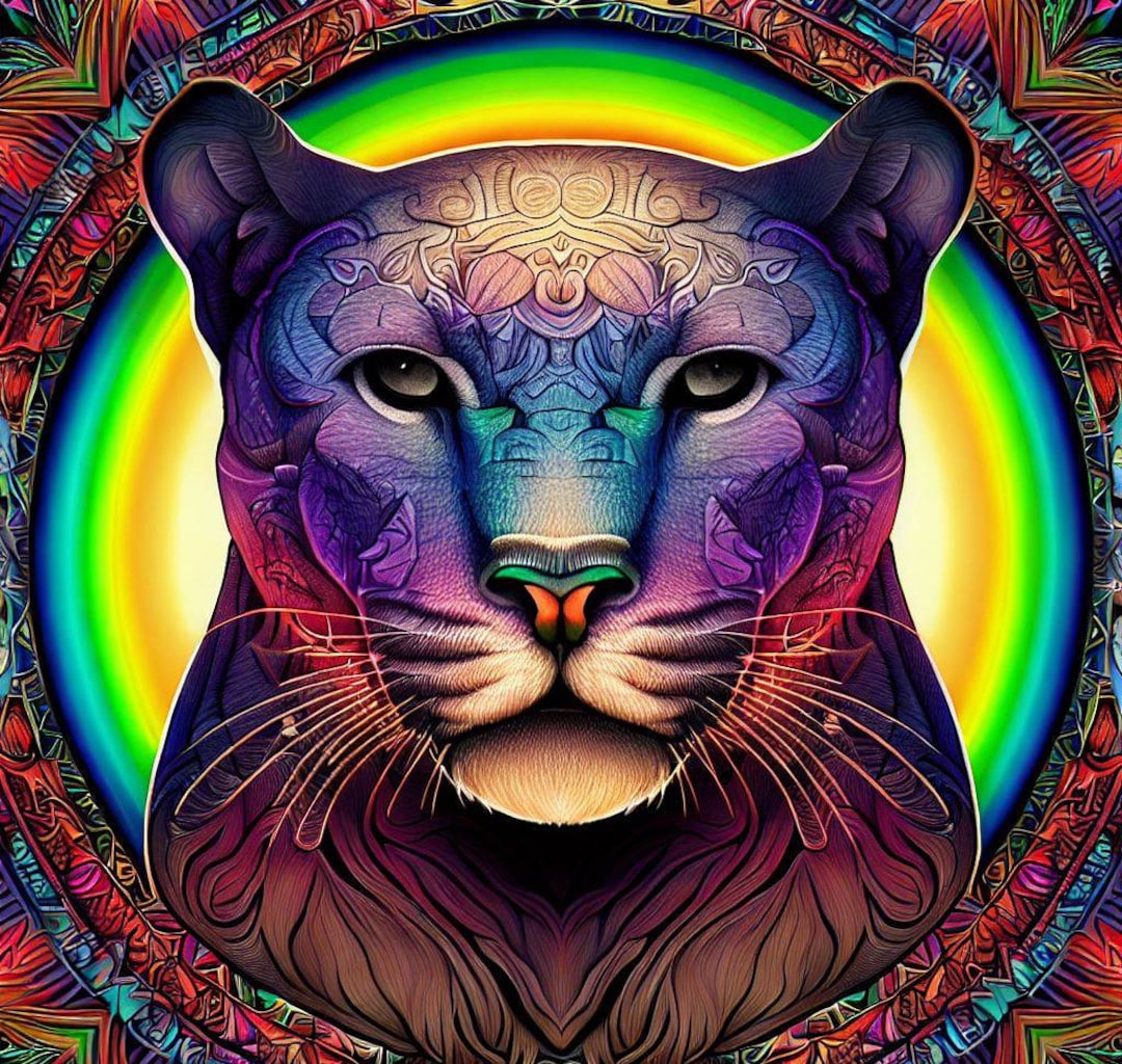 Rainbow Panther Mandala Printable Art - Etsy