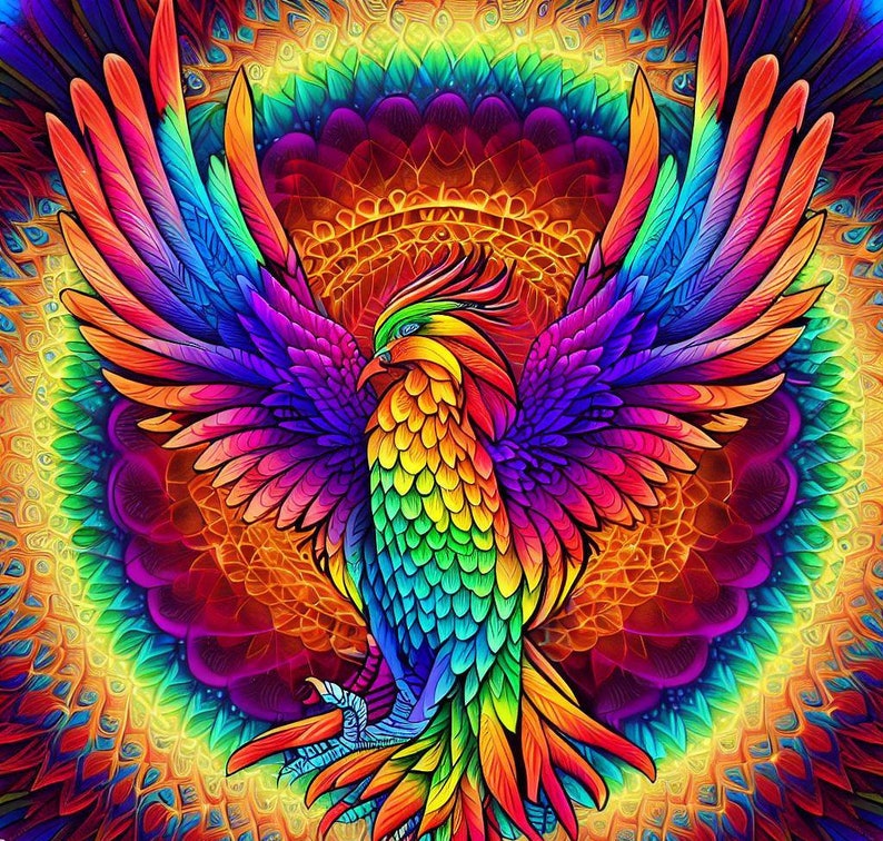 Vibrant Phoenix Mandala Printable Art - Etsy