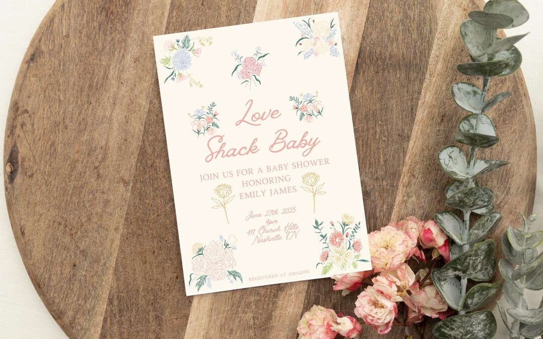 Love Shack Baby Shower Invitation- Instant Download (editable) - Etsy