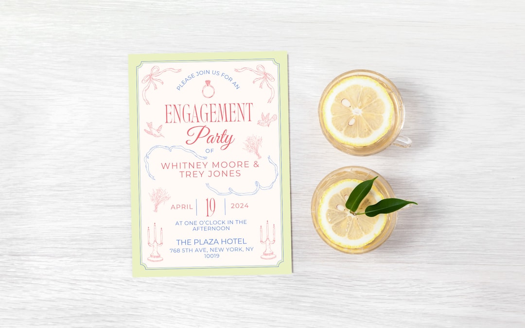 Whimsical Engagement Party Invitation - Instant Download (editable ...