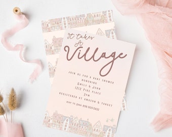 It Takes A Village Baby Shower Invite It Takes A Village Invitation ...