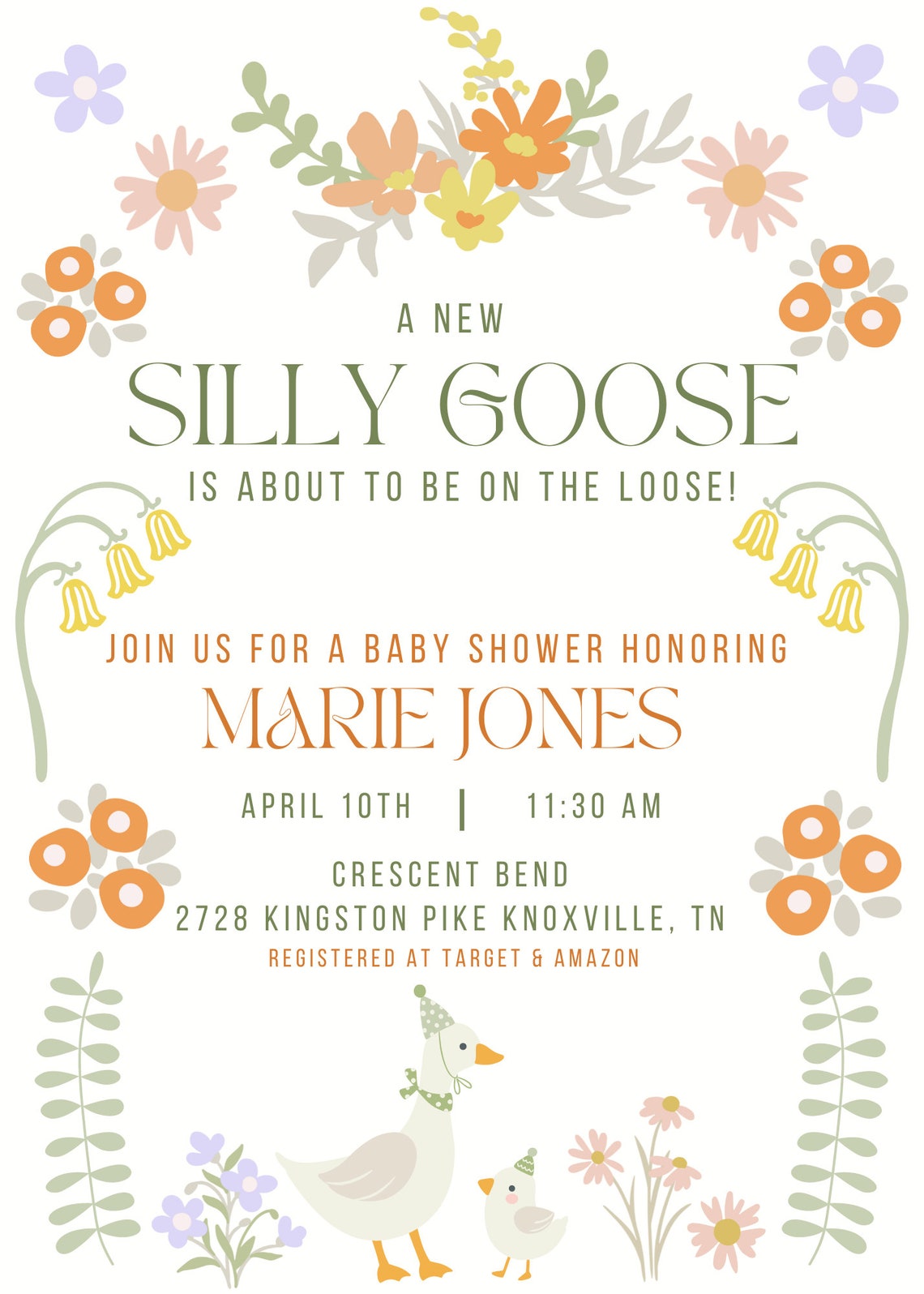 A Silly Goose Baby Shower Invitation - Instant Download (editable) - Etsy