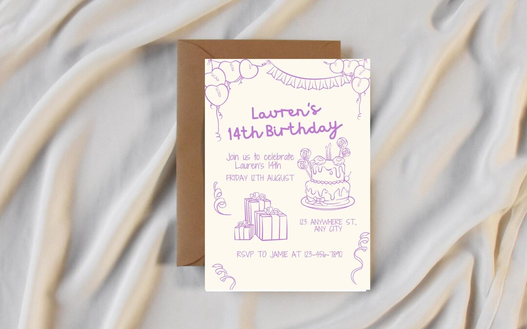 Scribble Birthday Party Invitation- Instant Download (editable) - Etsy
