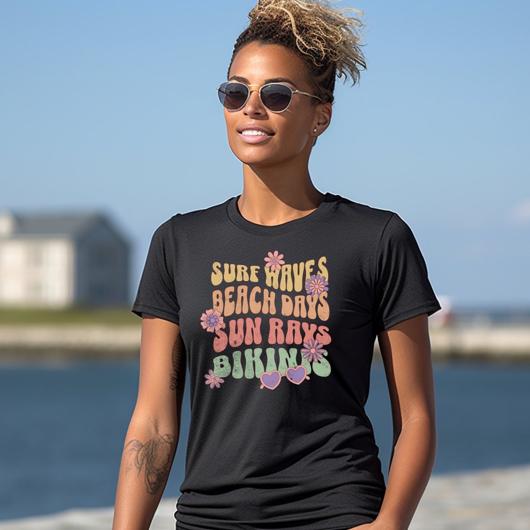 Surf Waves Ladies Tee Beach Days Sun Rays T-shirt Beach - Etsy