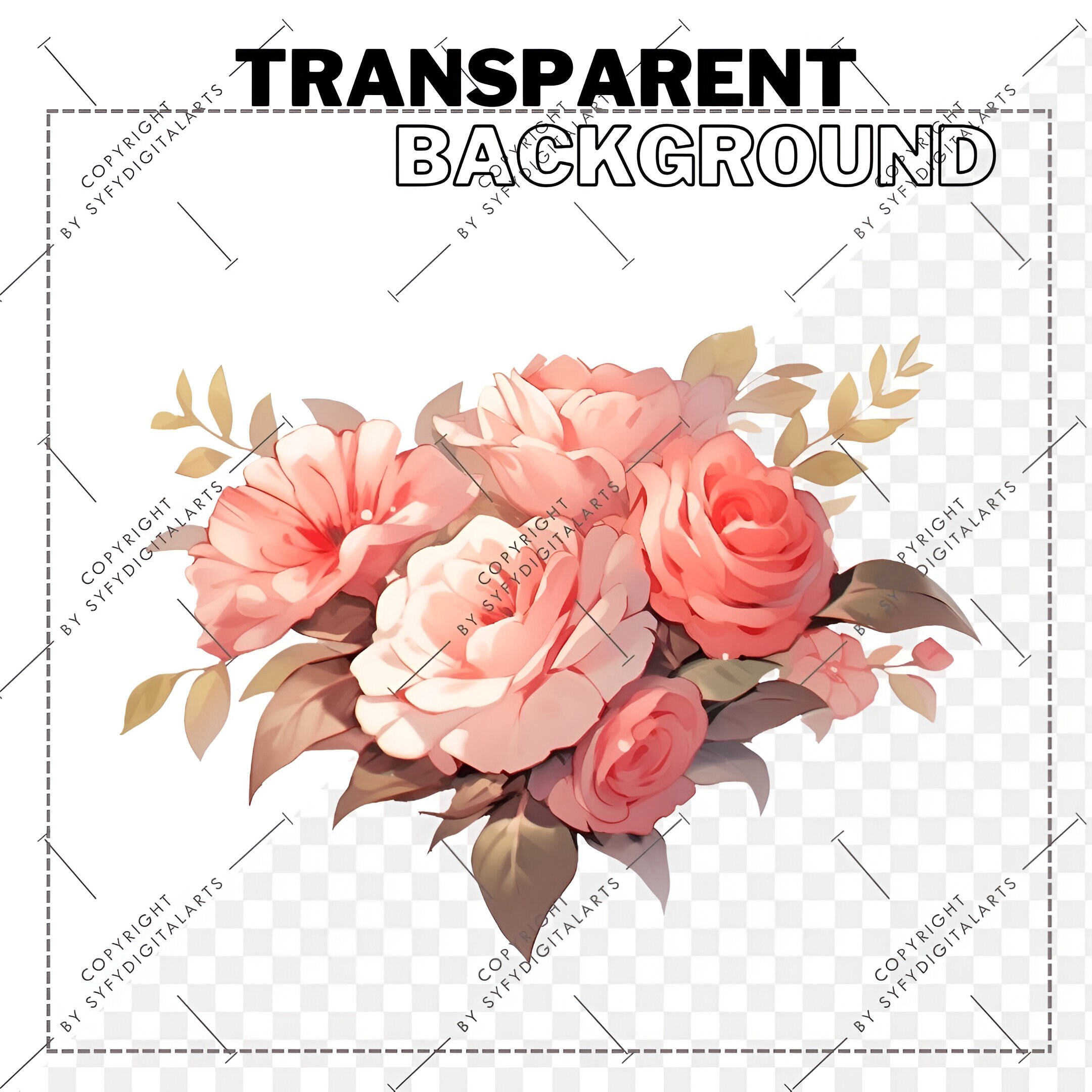 The Png Transparent Roses Clip Art Set, in the Style of Light Orange ...