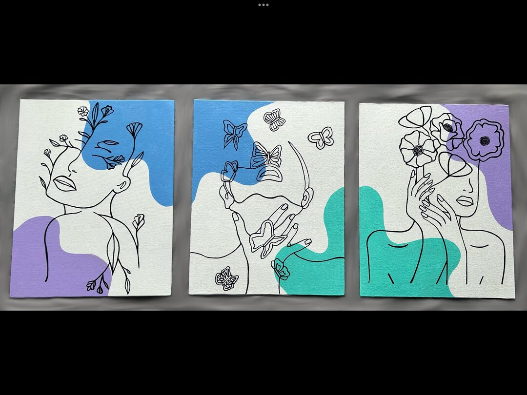 Line Drawings With Color Splash - Etsy