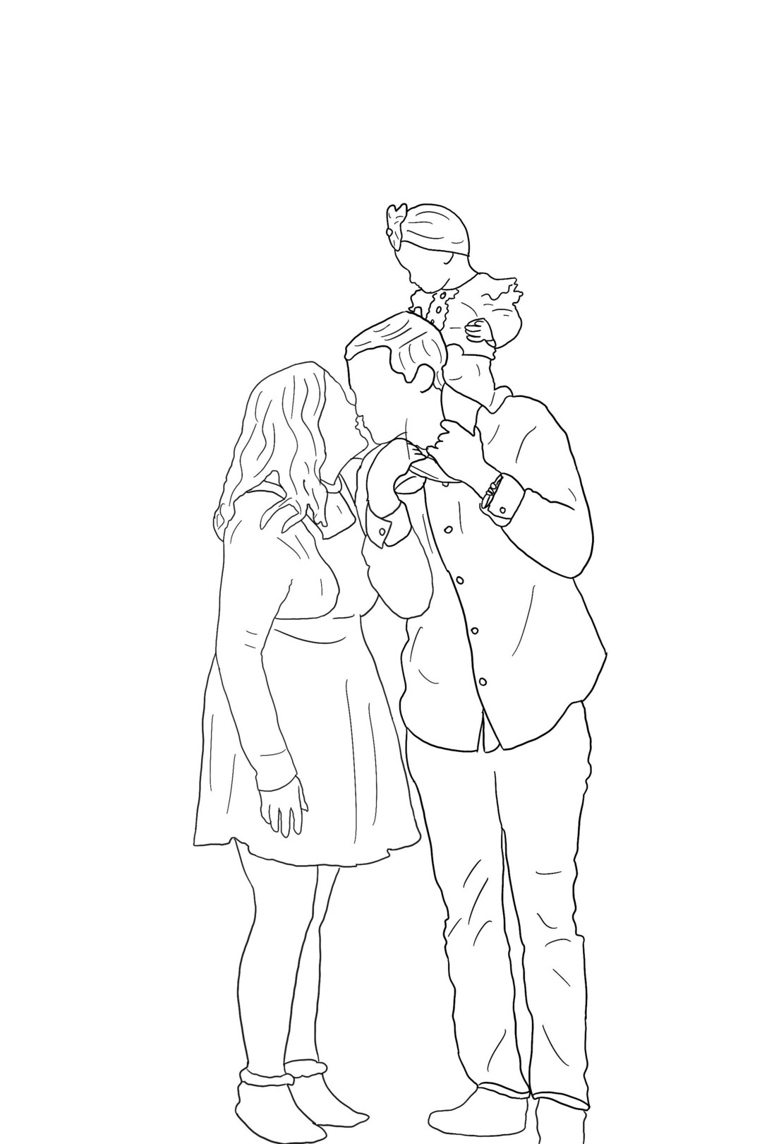 One Line Family Portrait Illustration - Etsy