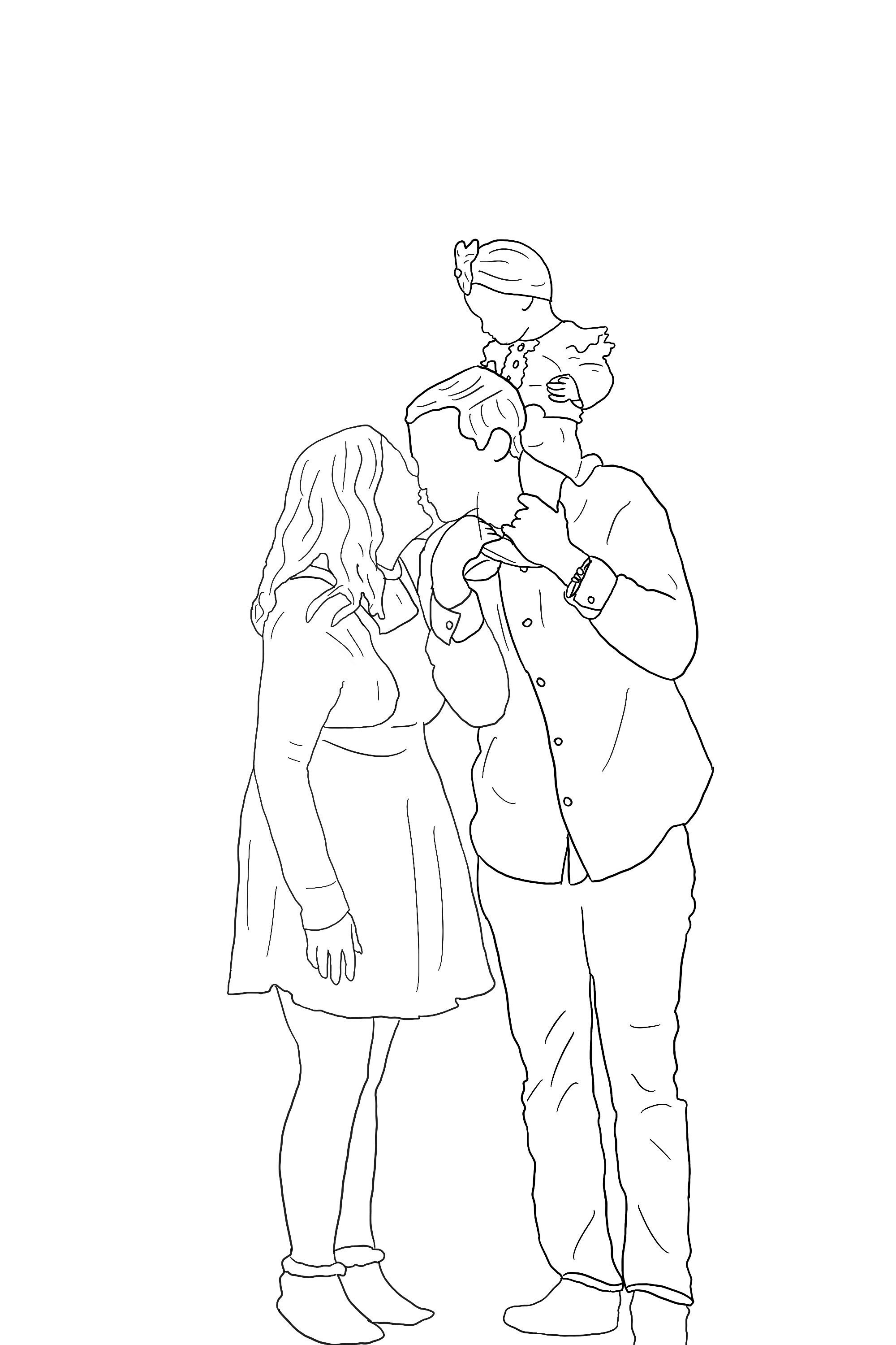 One Line Family Portrait Illustration - Etsy