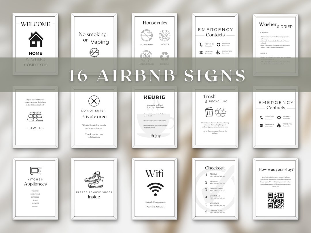 Airbnb Sign Bundle Template, Welcome Sign, Guest Information Template ...