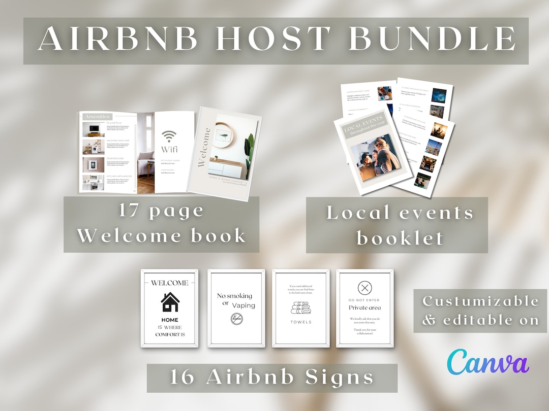 Airbnb Host Bundle Template, Welcome Book Template, Airbnb Posters ...