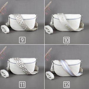 Beige L Fanny Pack for Women With Patterned Strap Leather Crossbody ...