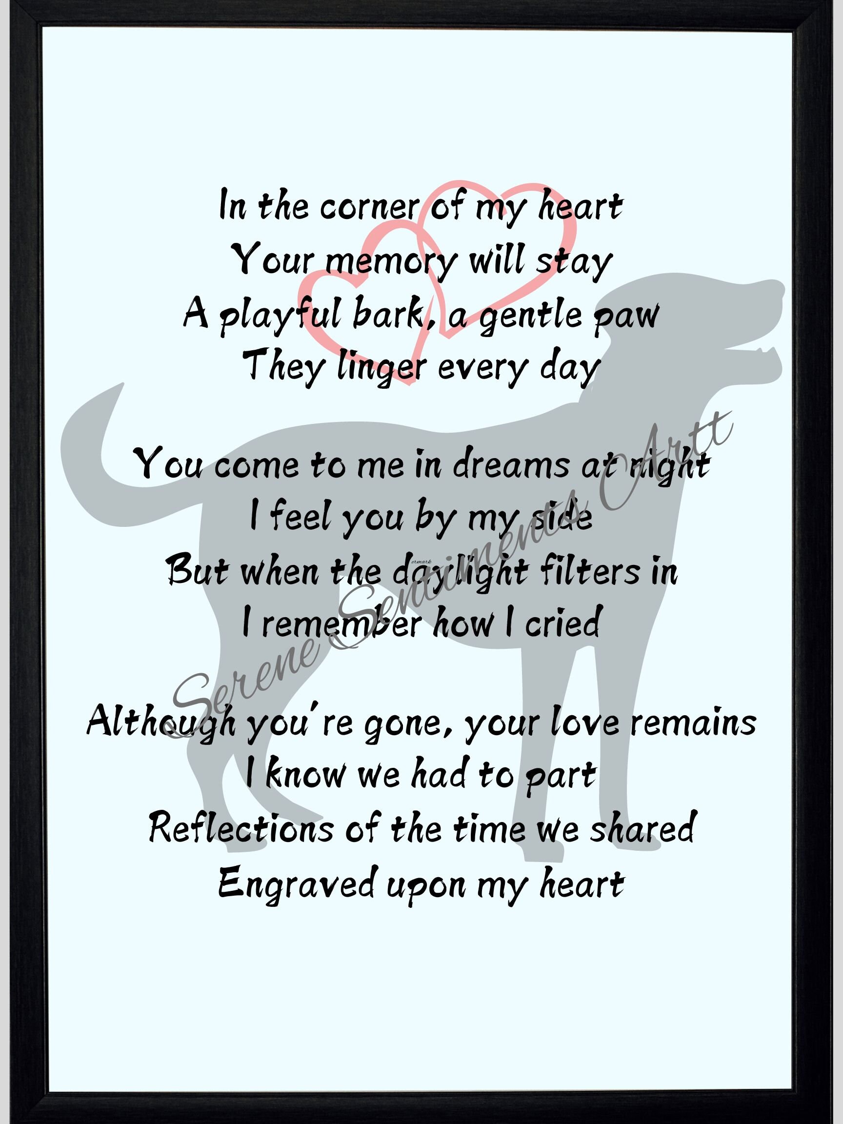 Loss of Dog Poem - Digital Download - Etsy