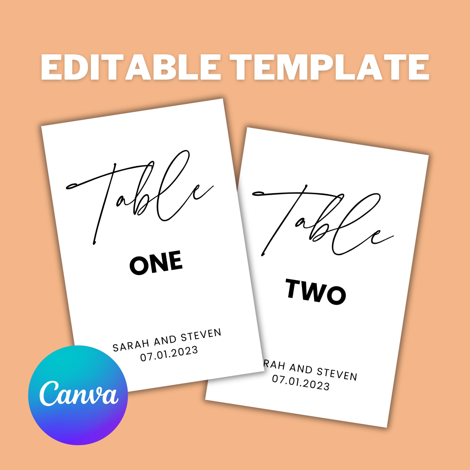 Editable Table Number Template Wedding Table Numbers - Etsy