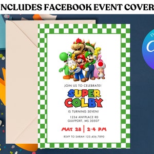 Super Mario Invitation Mario Birthday Party Editable Birthday ...