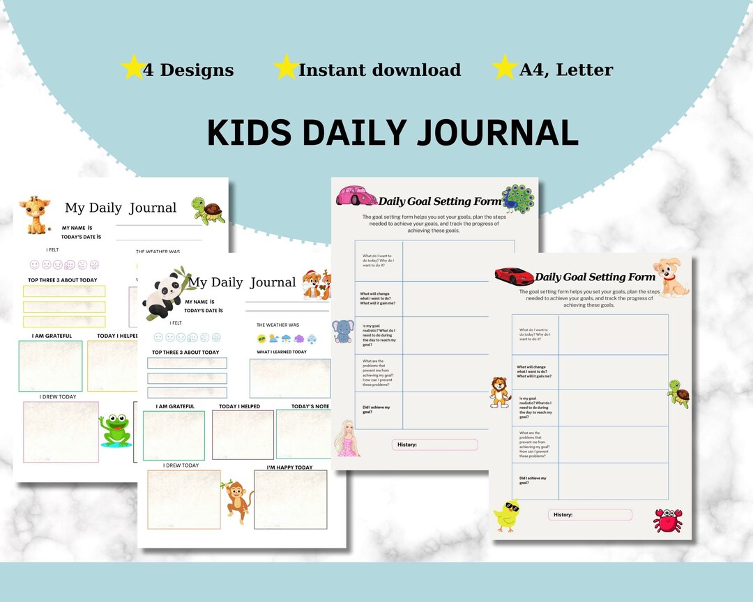 Printable Kids Daily Journal, Activity Drawing Page (digital Download ...