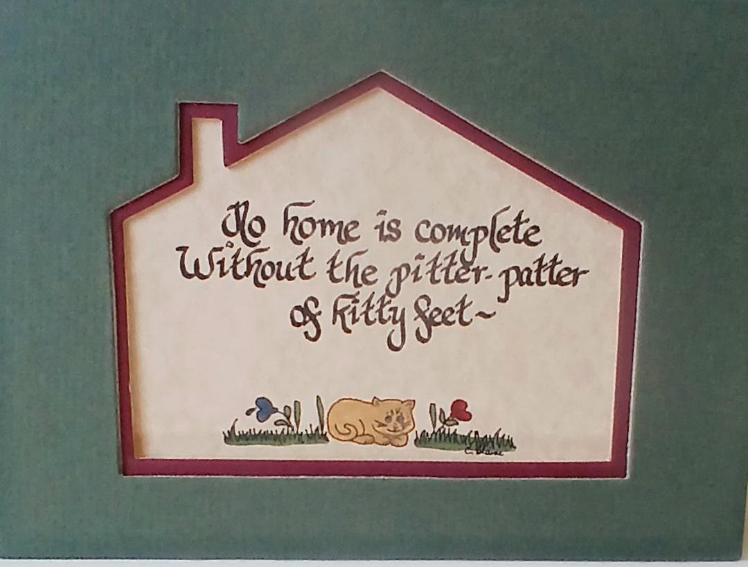 CAT Calligraphy Art for Cat Ladies, Etc. Heartfelt Message & Cute Kitty ...