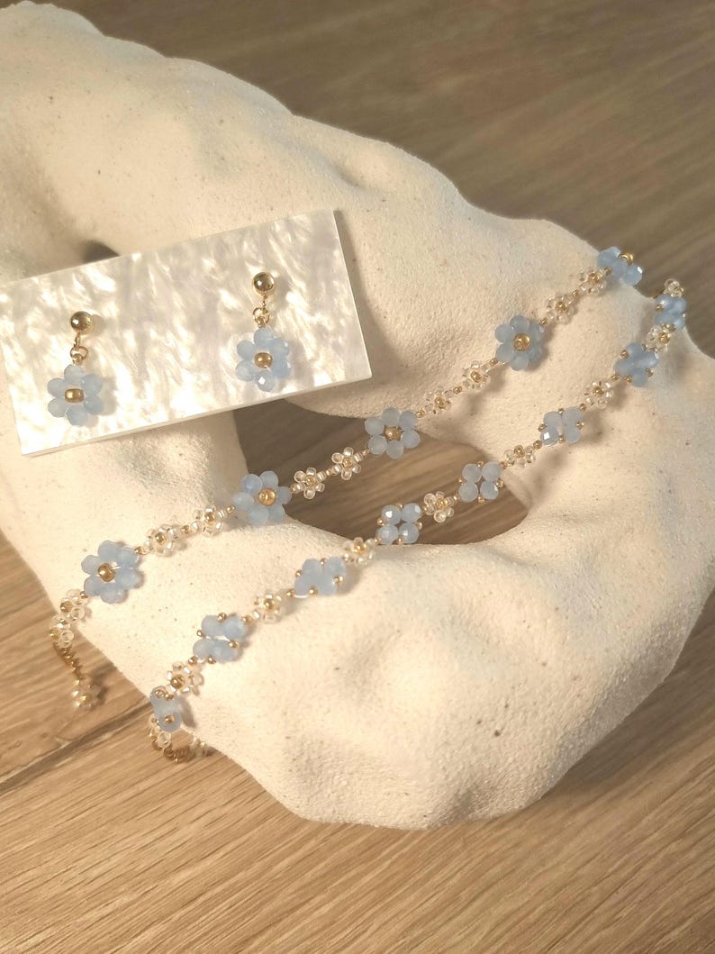 Daisy Flower Crystal Jewelry Set – Bracelet & Earrings | Dainty ...