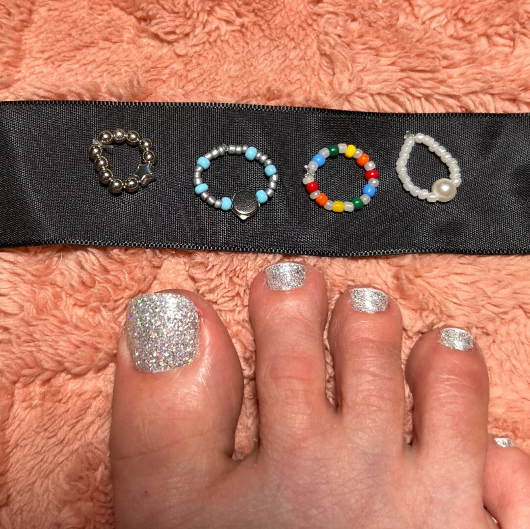 Stackable Glass Beaded Toe Rings - Etsy