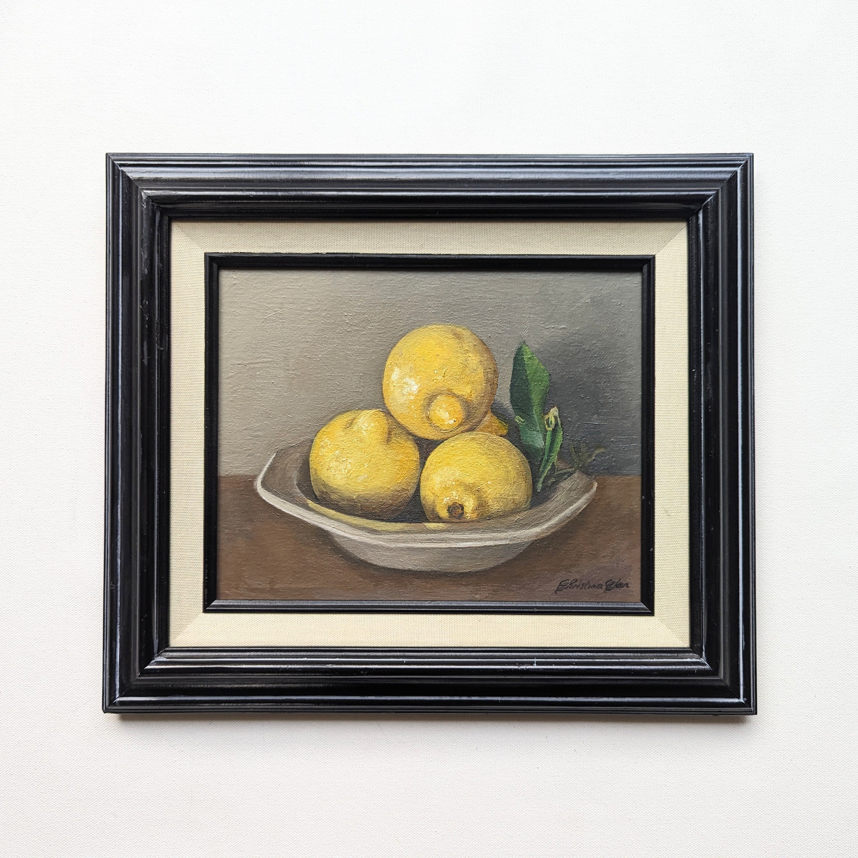 A Bowl of Lemons- 8x10 Original Still Life Oil Painting, Lemon Painting ...