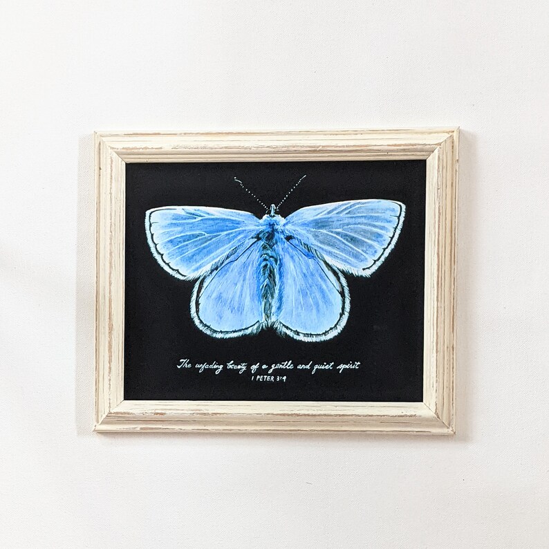 Common Blue Butterfly Print - Butterfly Acrylic Painting - Christian ...