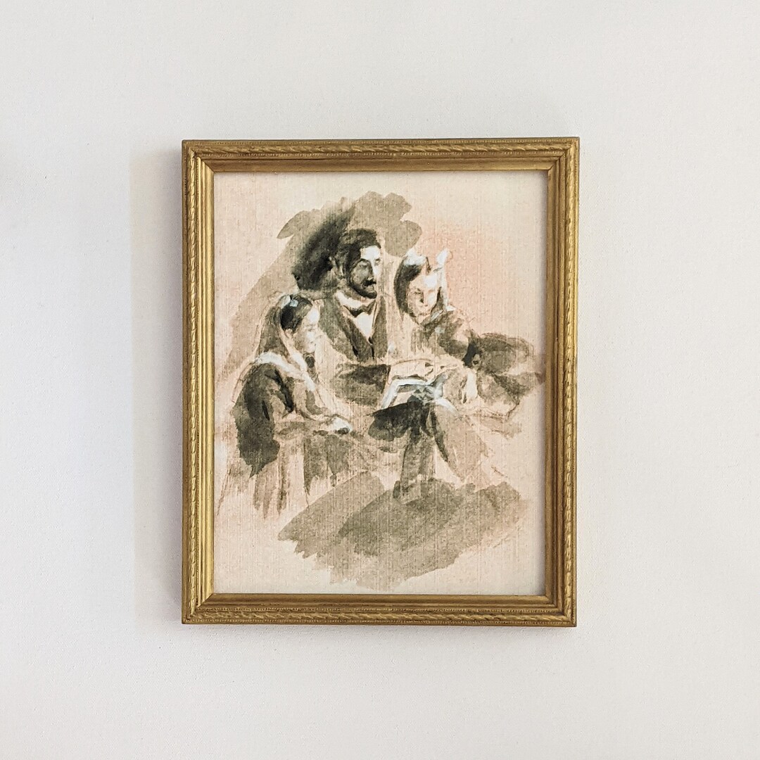 Bible Reading Art Print Water Color Painting Rustic Painting Family ...