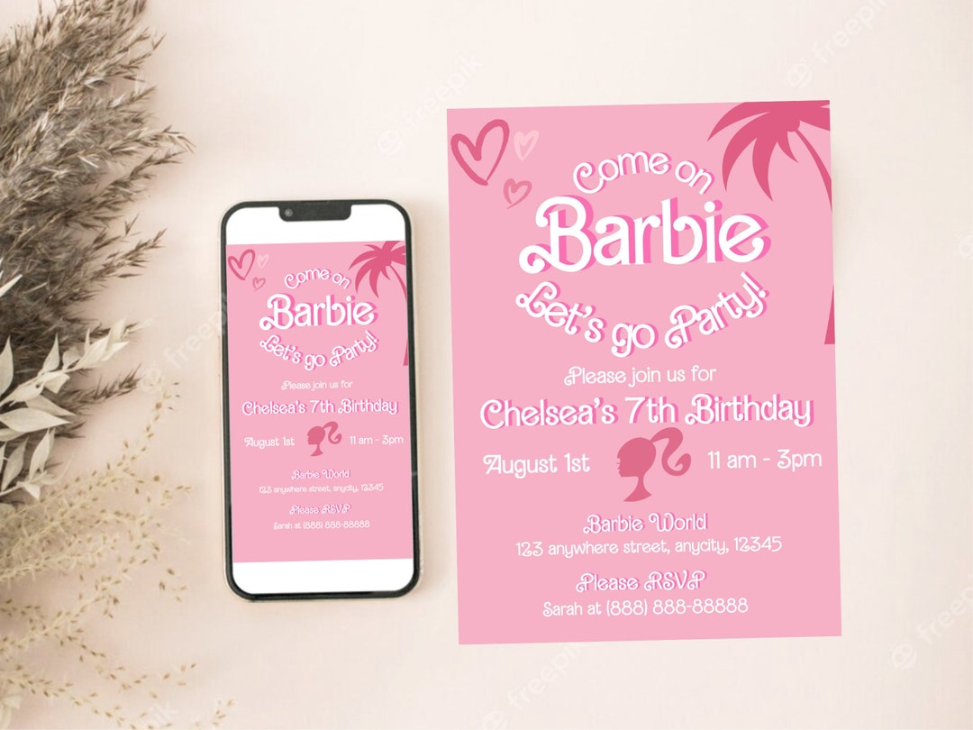 Barbie Birthday Party Invitation Editable Template Hot Pink - Etsy UK