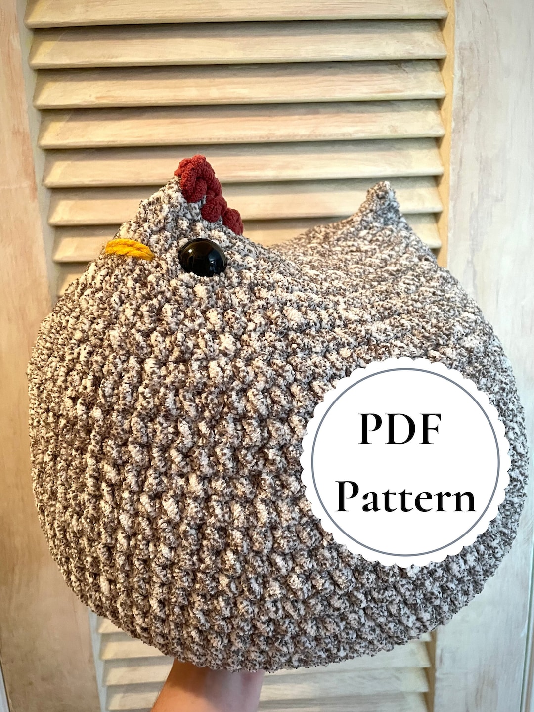 Giant Chubby Chicken Crochet PDF Pattern No Sew Beginner Friendly ...