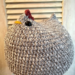 Farmhouse Crochet Giant Chubby Chicken Crochet Chicken Decor Chicken ...