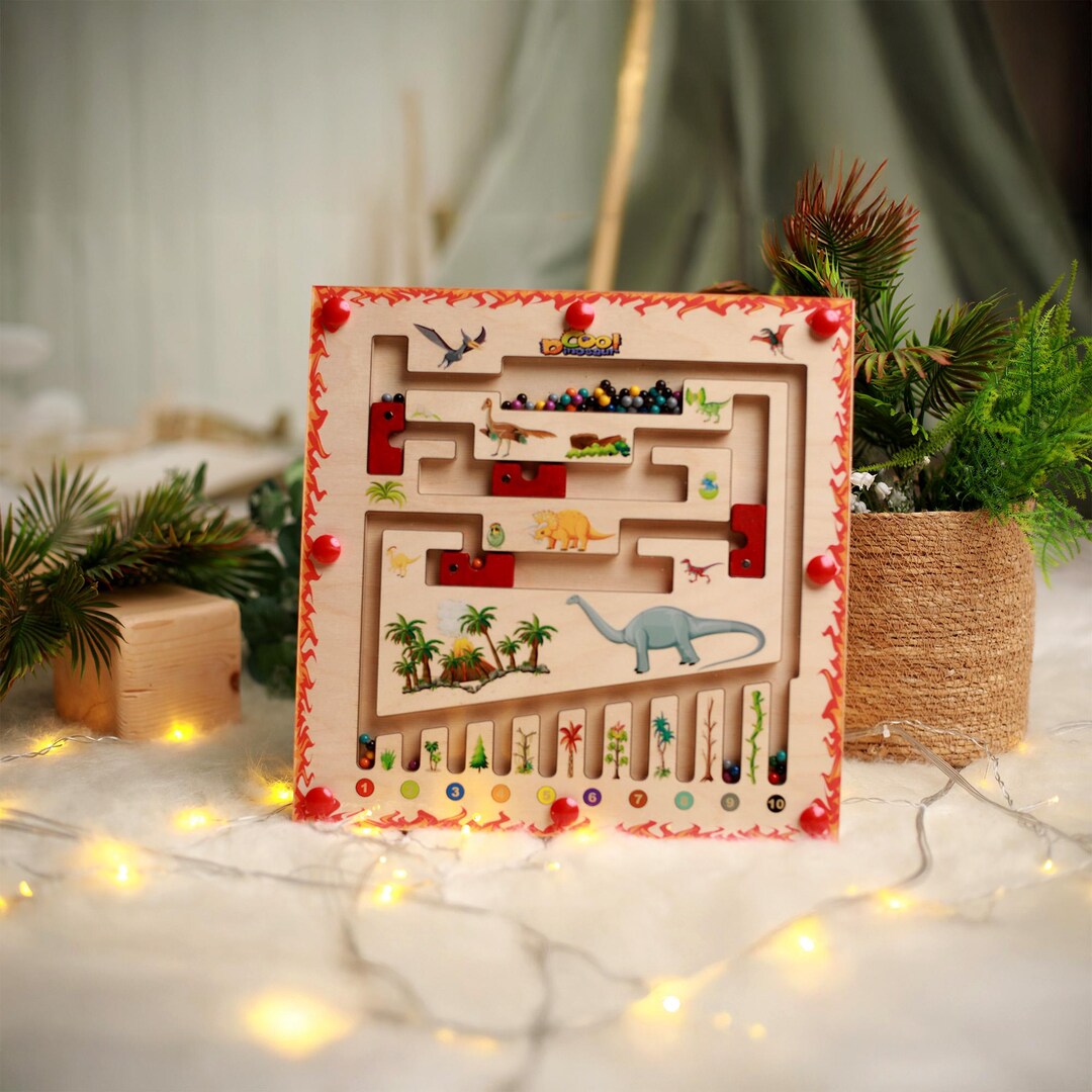 Wooden Magnetic Maze Puzzle: Montessori Dinosaur Board - Etsy