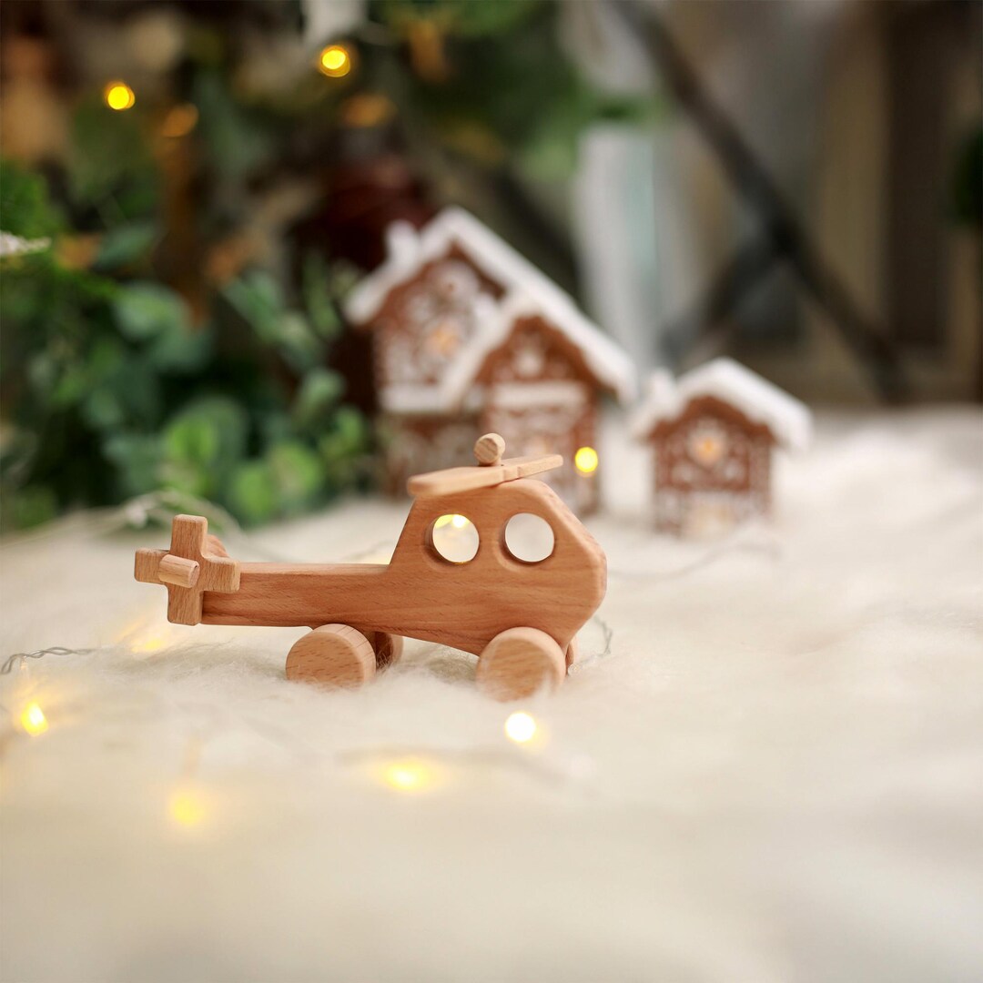 Wooden Helicopter Montessori Toy, Handmade Waldorf Design for Fidget ...