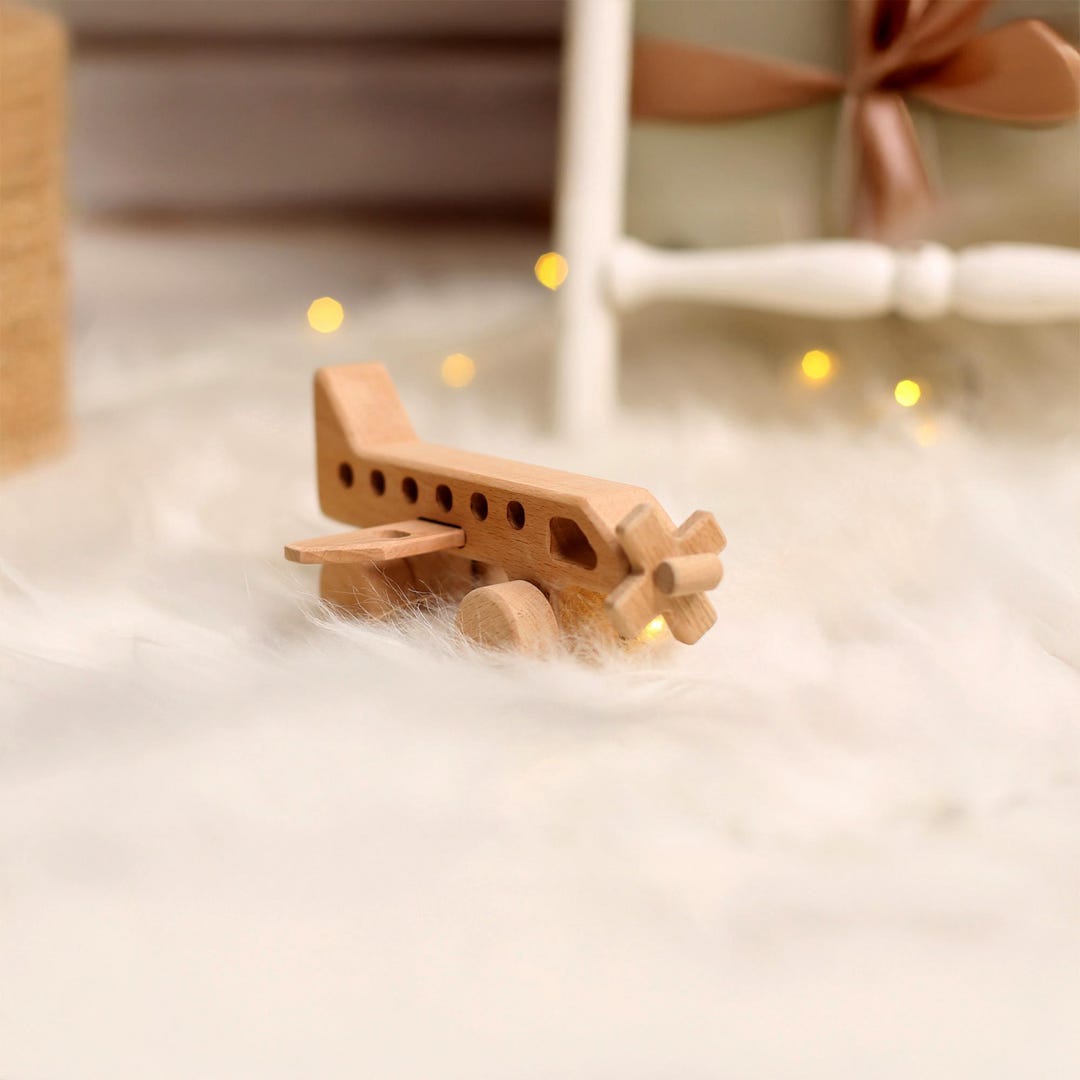 Wooden Airplane Montessori Toy, Handmade Flight-inspired Fidget Toy for ...