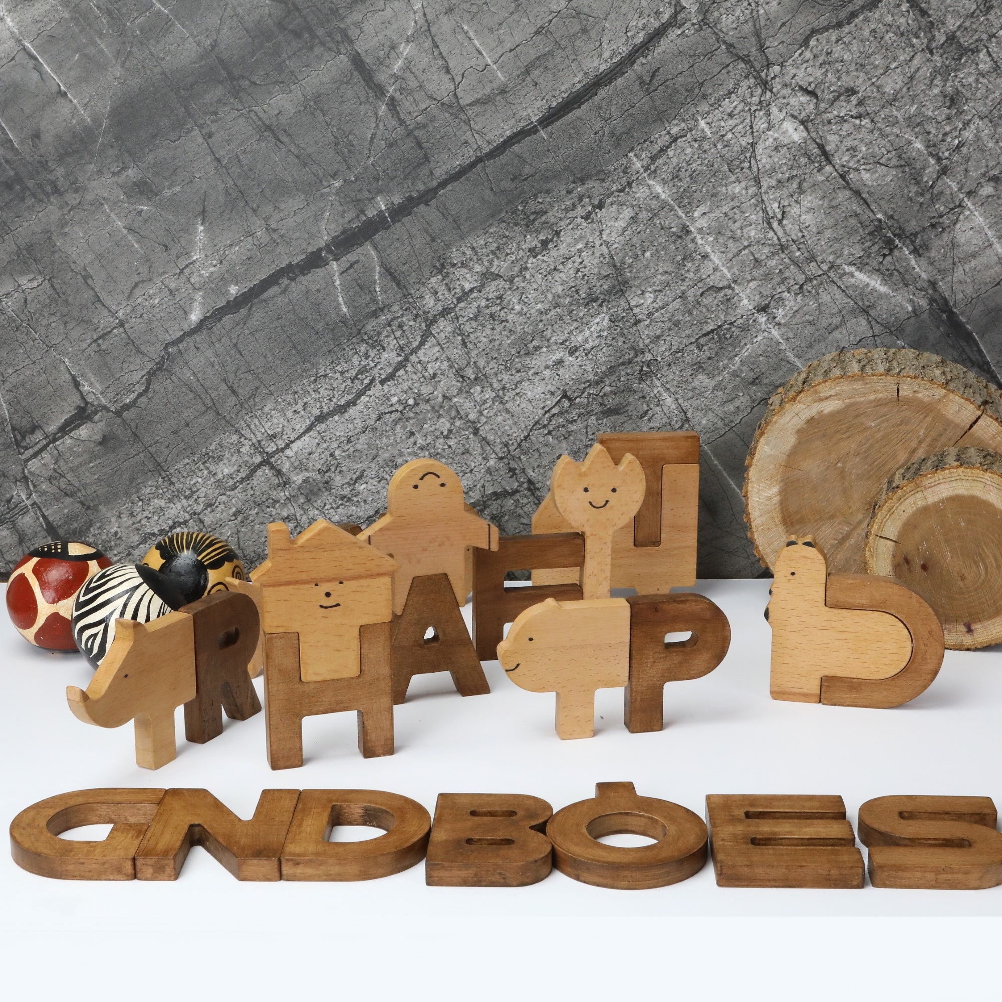 Wooden Alphabet Letters Learning Puzzle, Montessori Toy for Preschool ...