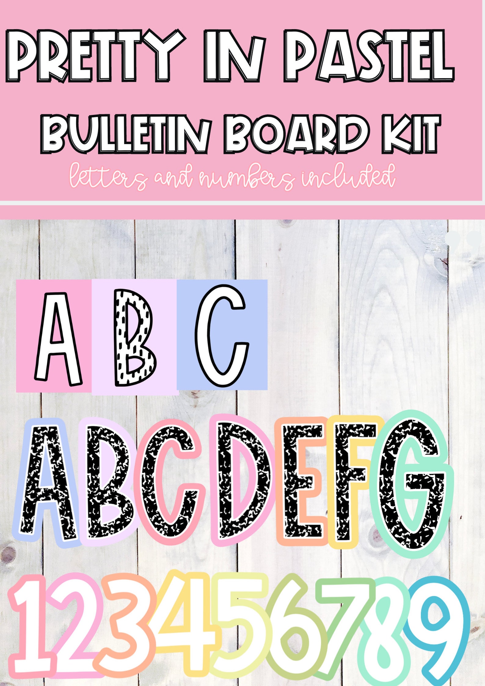 Pretty in Pastel Bulletin Board Letters and Numbers BUNDLE Pastel ...