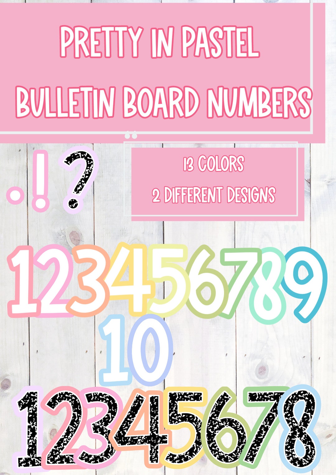 Pretty in Pastel Bulletin Board Numbers and Punctuation | Number and ...