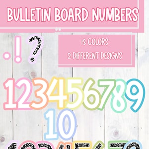 Pretty in Pastel Bulletin Board Numbers and Punctuation | Number and ...