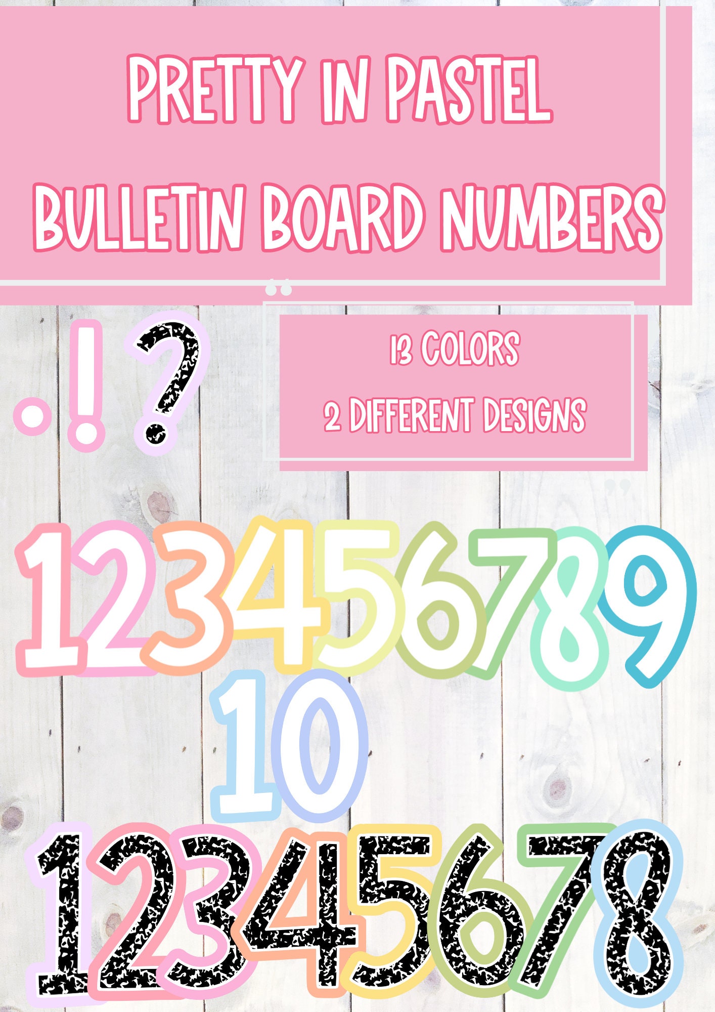 Pretty in Pastel Bulletin Board Numbers and Punctuation | Number and ...