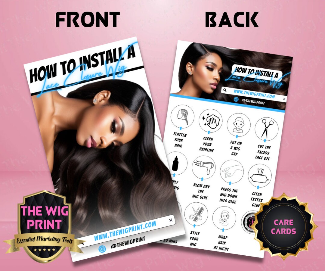 Lace Closure Wig Care Cards Blue Wigs, Hair, Nails, Makeup Lash ...
