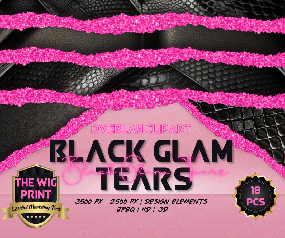 Black Glam Tears Black 3D Textures Pink Glitter JPEG PNG 18 Pieces ...
