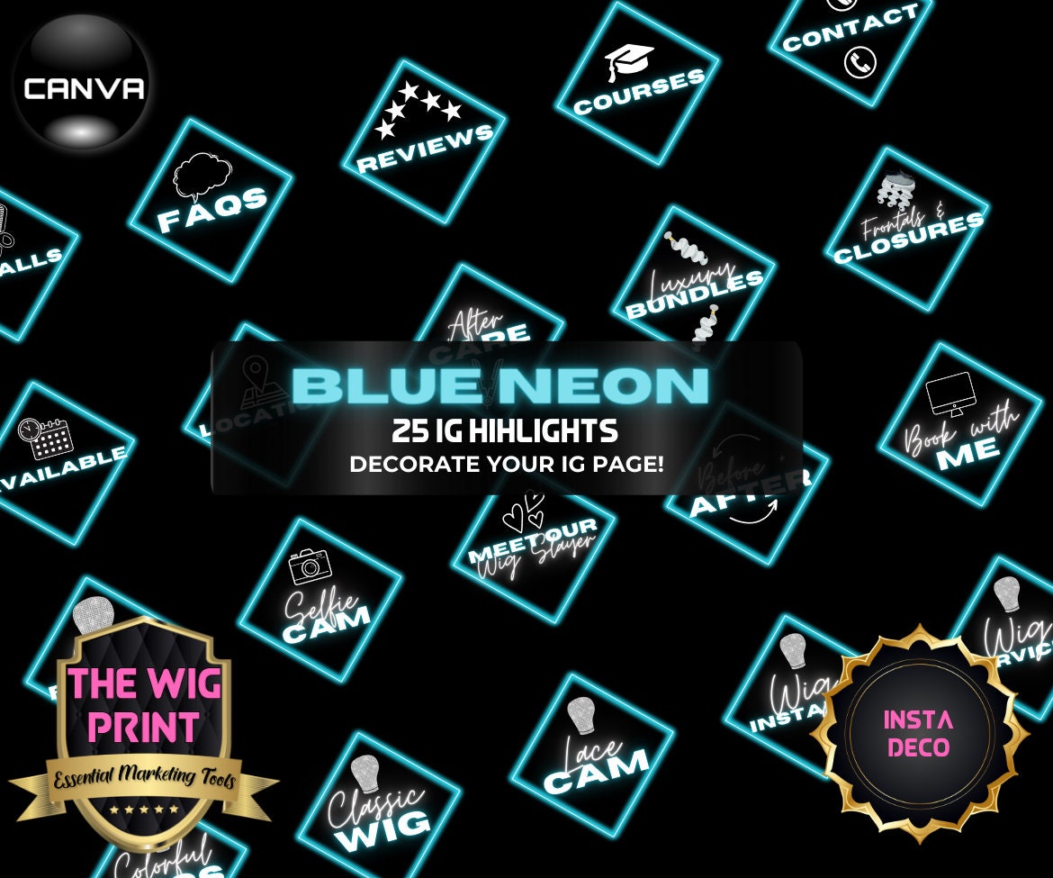 Light Blue Neon Diamond Bundle Acuity Scheduling IG Highlights 25 ...