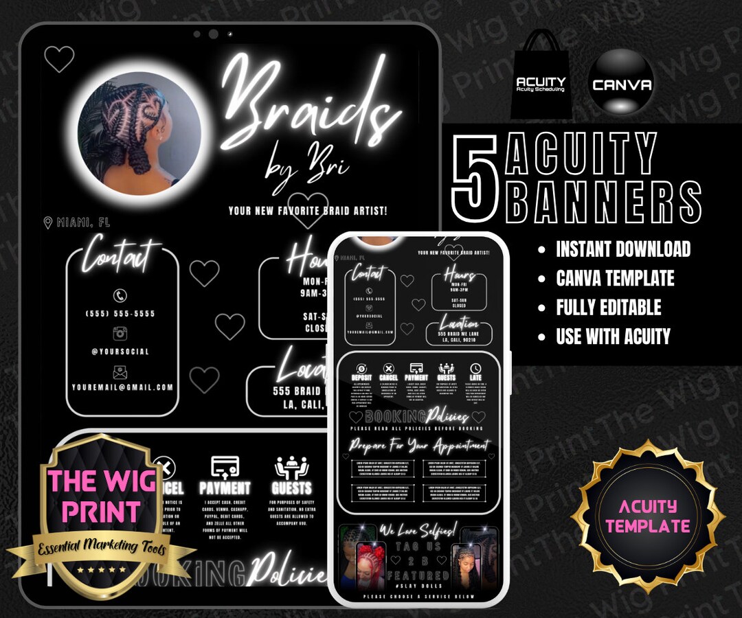 Braids by Bri Acuity Template 5 Banners Hair Wig Makeup Nails Lash ...