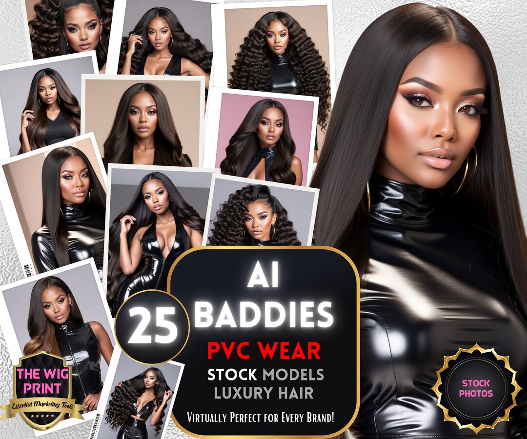 Ai Baddies PVC All Black Outfits 25 Models Model Stock Photos Ultra ...