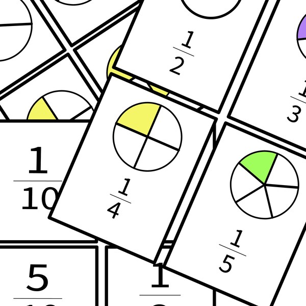 Fraction Flash Cards - Etsy
