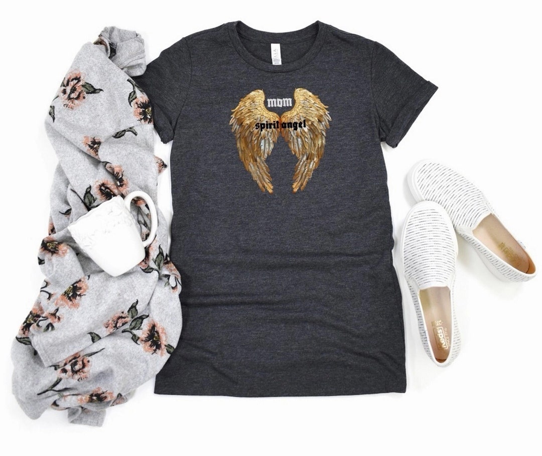 Mom Spirit Angel T-shirt, Mothers Day, Golden Angel Wings, Spiritual T ...