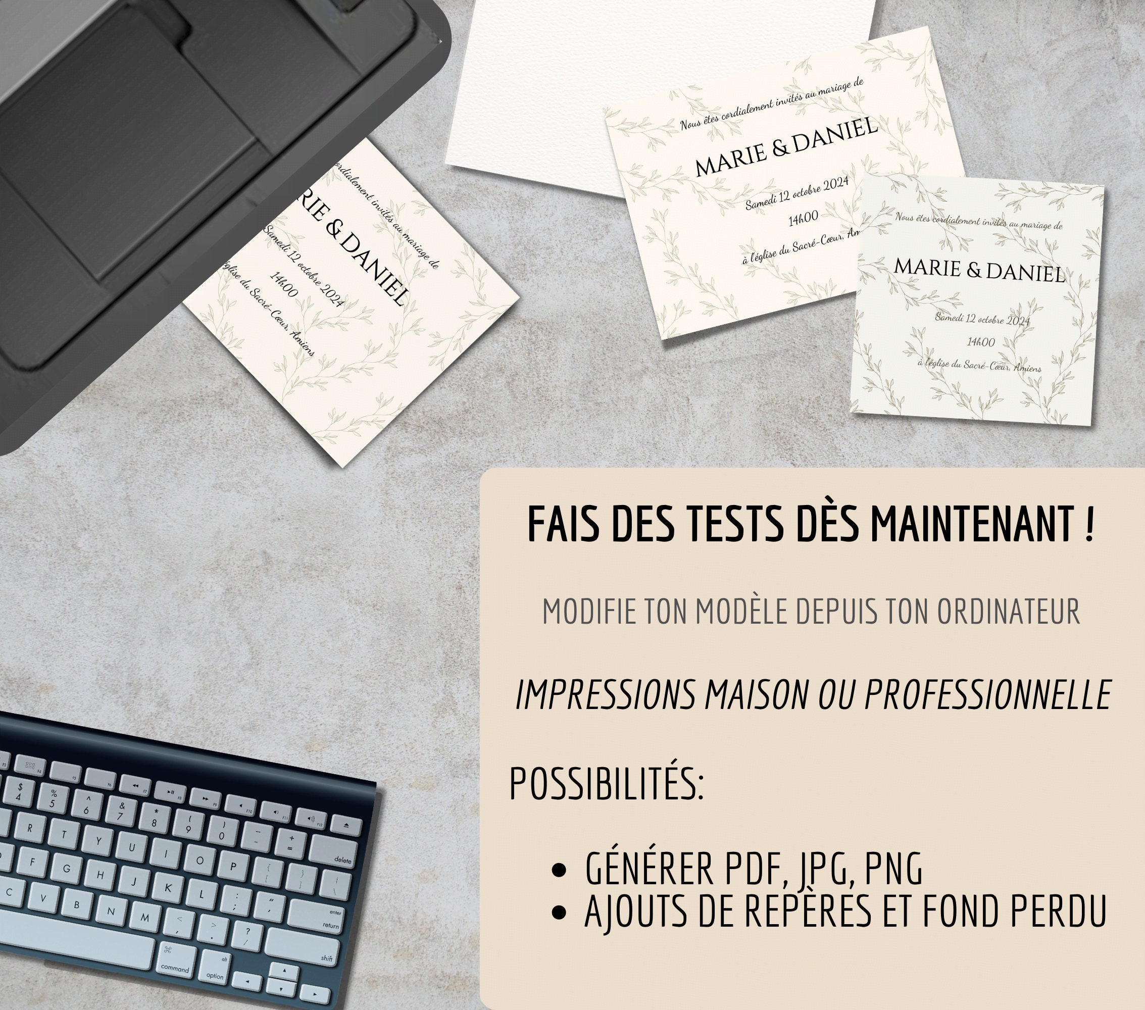 Modèle de Faire-Part de Mariage Digital Élégant et minimaliste Carte ...