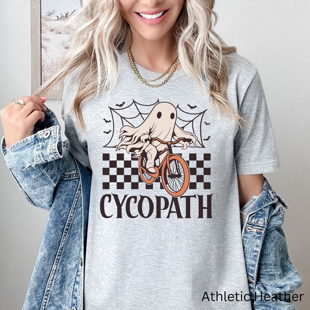 Cycopath Shirt, Cute Ghost on Bike Shirt, Halloween Shirt, Halloween ...