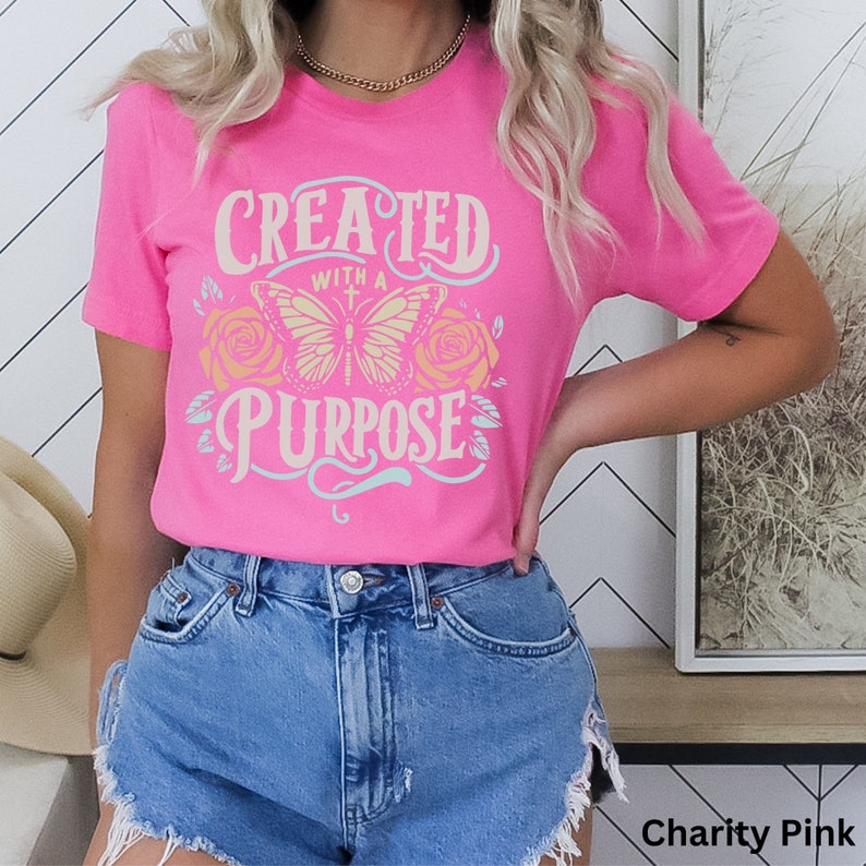 Created With A Purpose Shirt, Christian Shirt, Summer Tshirt With Bible ...